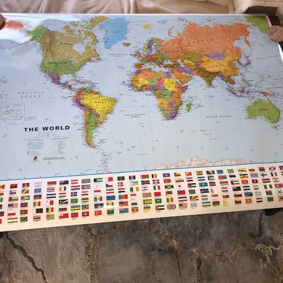 Craenen | Art | Large Laminated World Map 39 Tall X 53 Wide Geography Education International ...